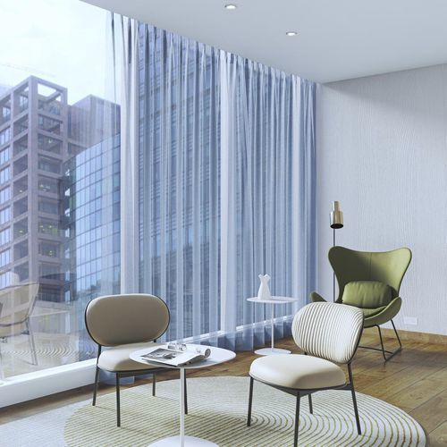 Plain sheer curtain fabric - SAVVY - FR-One - polyester / washable ...