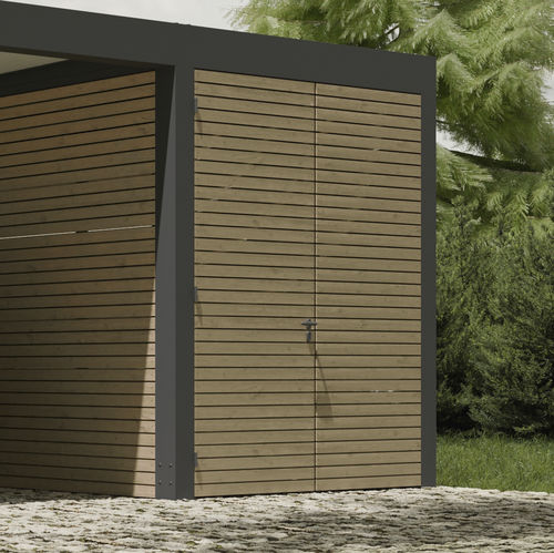 Self-supporting pergola - BOX - Soltec - metal / wooden / wooden canopy