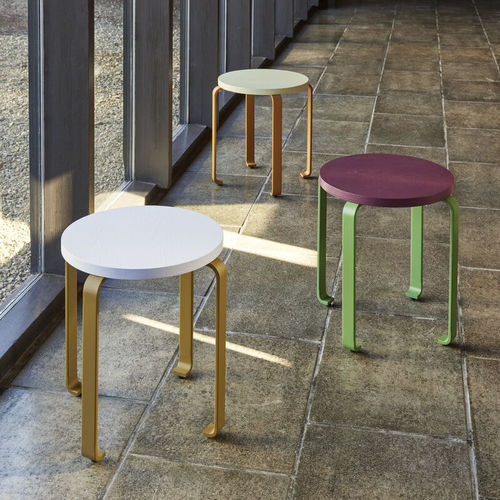 Contemporary stool - Smile - Hübsch A/S - ash / MDF / metal base