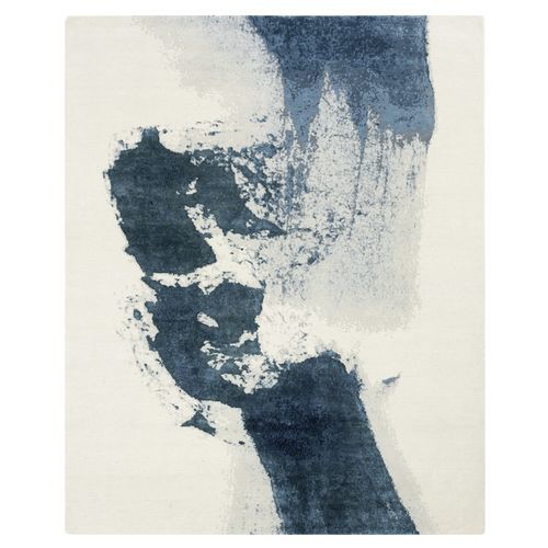 Contemporary rug - INK BLUE - Knots rugs - patterned / silk / Tibetan wool