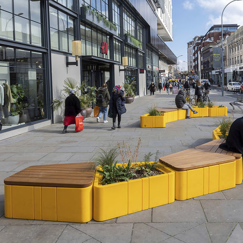 Contemporary public bench - Uniun - Furnitubes - wooden / polyethylene ...