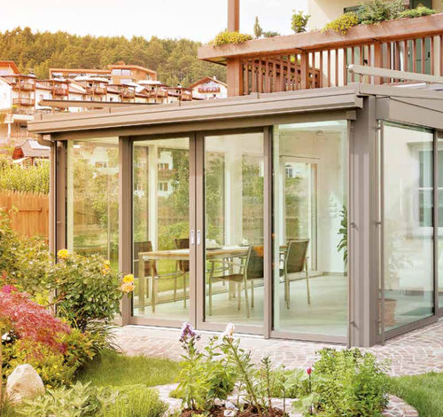 PVC conservatory - Classic - Finstral - with sliding door