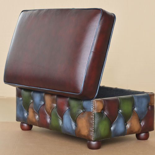 Chesterfield footrest - PATCHWORK - Harleq - leather