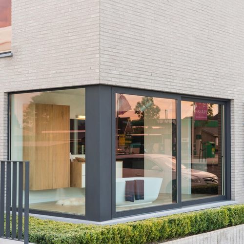 Aluminum patio door - ECO FUTURAL - Aliplast - double-glazed / security ...