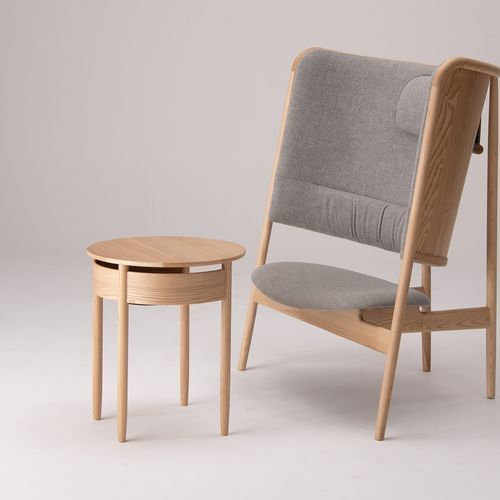 Contemporary side table - FLAN - CondeHouse - ash / ash base / round