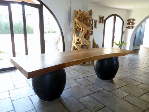 Contemporary table - MASSIVE NYATOH - Beach Concept - wooden / wooden ...