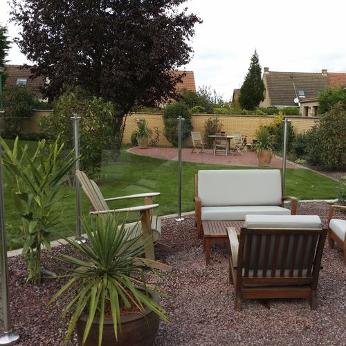 Glass windbreak panel - OCEANIX - AQUATIC SERENITY - stainless steel