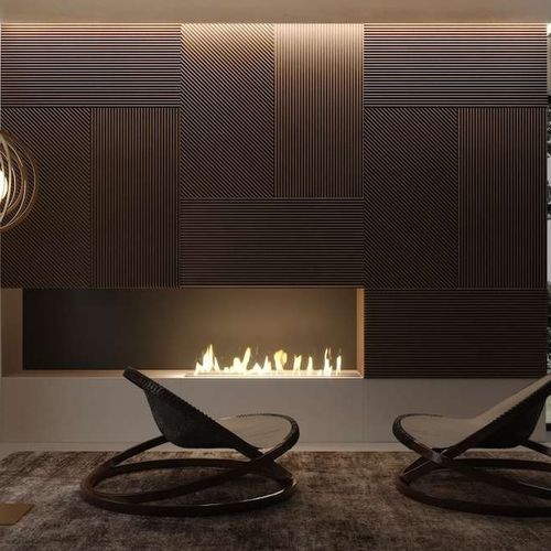 Bioethanol fireplace - RIBBED - Tartaruga Design Inc - built-in / wall ...