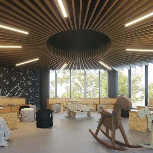 Glass wool acoustic baffle - HERON - Endafon - hanging / ceiling / wall