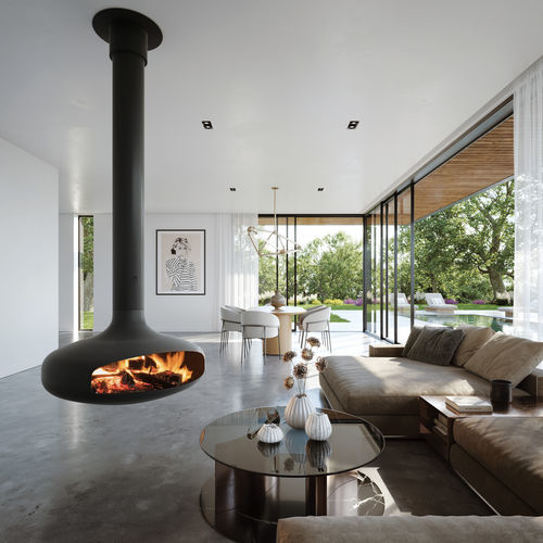 Wood-burning fireplace - DOMOFOCUS - Focus Creation - hanging / Single ...