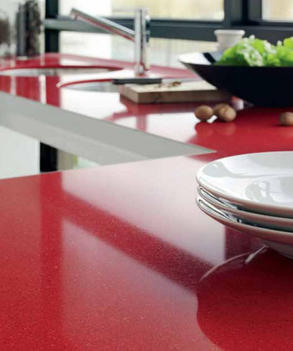 Quartz composite countertop - STONE ITALIANA - kitchen / square edge