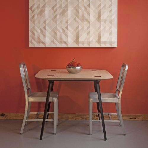 Contemporary dining table - Two Tone - MIO - ash / steel / ash base