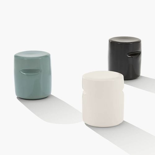 Contemporary side table - AZU - Poliform - ceramic / ceramic base / round