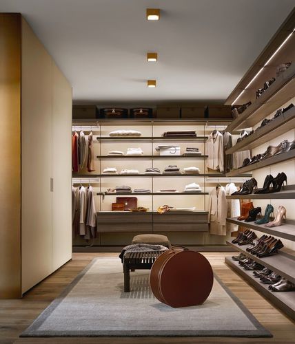 Modular walk-in wardrobe - UBIK - Poliform - contemporary / wooden / glass