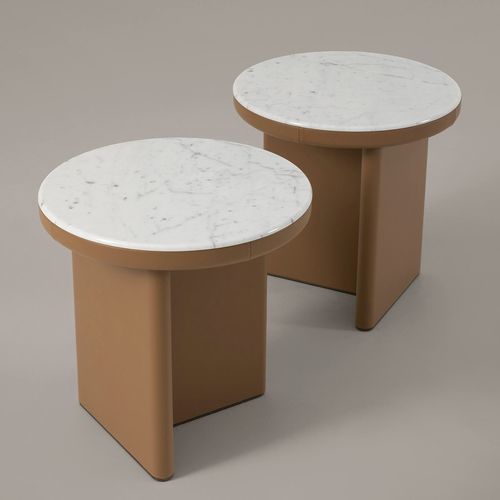 Contemporary side table - AUDREY - Rivolta - MDF / marble / MDF base