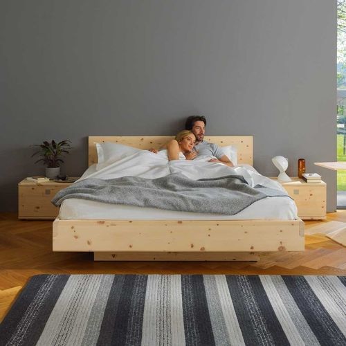 Double bed - NOX - TEAM 7 - contemporary / with headboard / leather