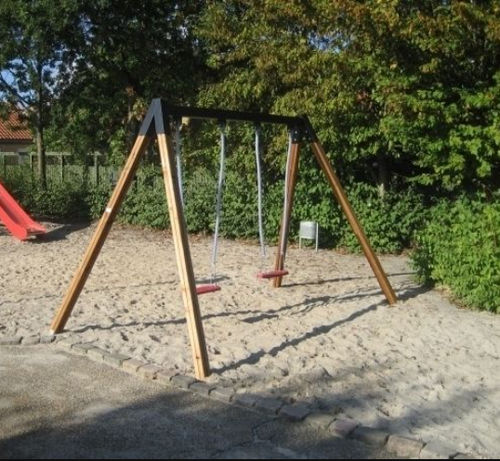 Double swing - 11121 - Lars Laj - stainless steel / HDPE / larch