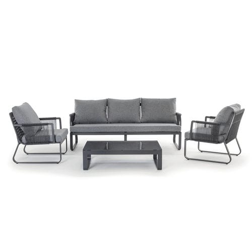 Contemporary lounge garden set - JAMAICA - GRATTONI S.R.L. - aluminum / glass / acrylic fabric