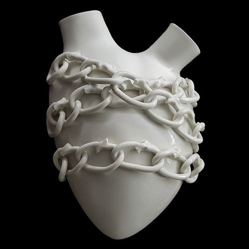 Contemporary vase - CHAINS - ELICA STUDIO - porcelain / wall / handmade