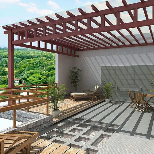 Wall-mounted pergola - 3 - Foshan Greenzone - WPC / sun shade louvers / custom