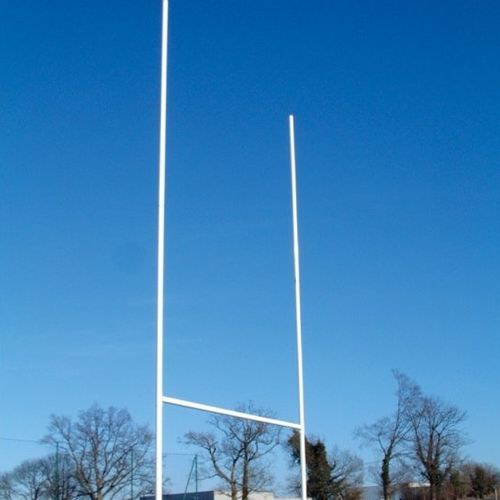 Socketed rugby post - Metalu Plast - galvanized steel / white / plastic ...