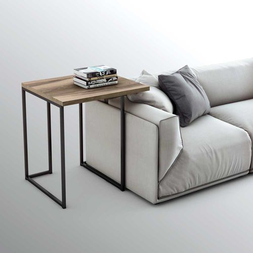 Contemporary side table - ONE - OLUT - natural oak / metal base ...
