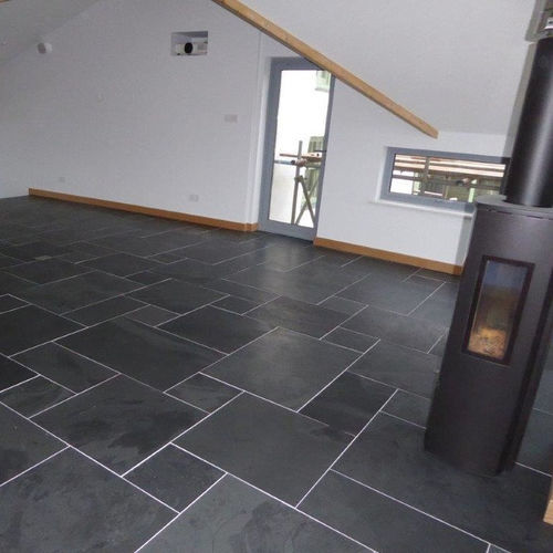 Slate tile - GRAPHITE - Terra Natural - brushed / sawn / indoor