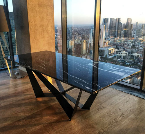 Contemporary dining table - MARQUIN - PASIFIK GRANIT - marble / metal ...