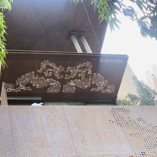 Perforated metal sheet - GRAPHICS - Axes in Excess - aluminum / colored ...