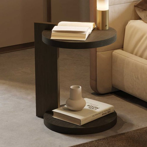 Contemporary side table - Club - Stylish Club - wood veneer / brass ...