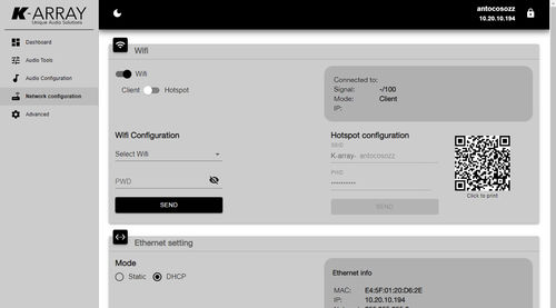 Management software - WEB APP - K-array - audio / control