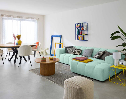 Corner sofa - RAY : 1673B - LISA DESIGN - contemporary / fabric / blue