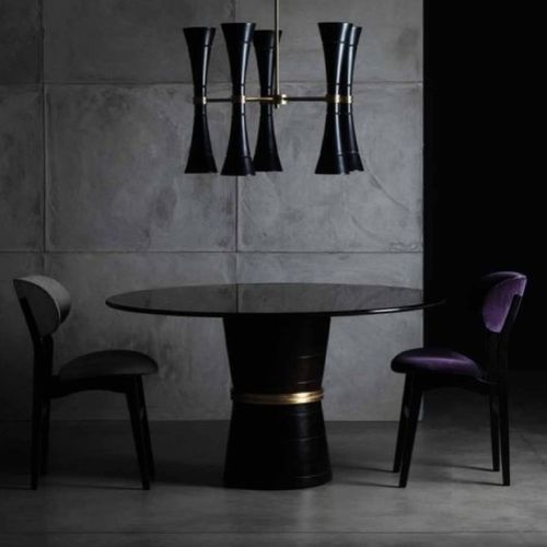 Contemporary dining table - CONE - CHELINI - wooden / wooden base / round