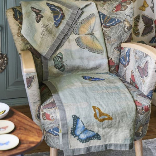 Linen lap robe - MIRRORED BUTTERFLIES SKY - DESIGNERS GUILD