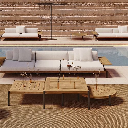 Contemporary coffee table - Lademadera - GANDIA BLASCO - teak / thermo-lacquered aluminum base ...