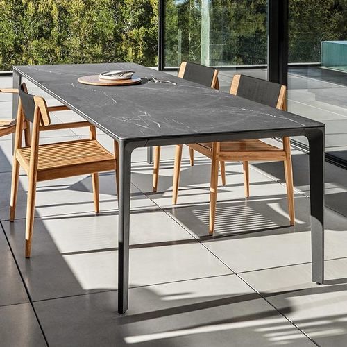 Contemporary dining table - CARVER - GLOSTER - teak / ceramic / aluminum