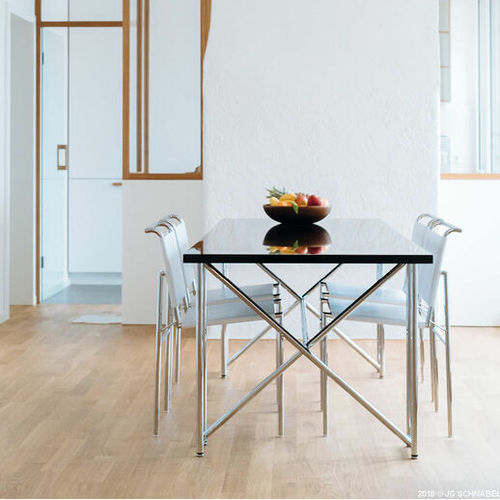 Contemporary dining table - DOUBLE X - CLASSICON - lacquered MDF / crystal / chrome steel base