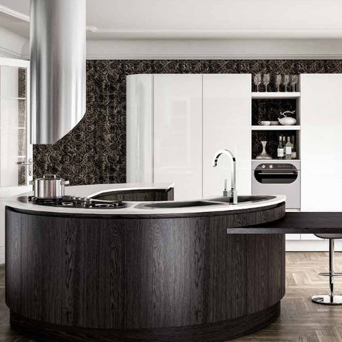 Contemporary kitchen - B50 - BERLONI - wooden / island / round