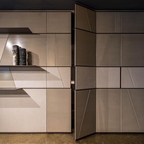 Modular wardrobe - Terre - LAURAMERONI - contemporary / wooden / leather