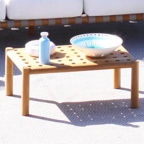 Contemporary coffee table - PEVERO - Unopiù - teak / teak base / rectangular
