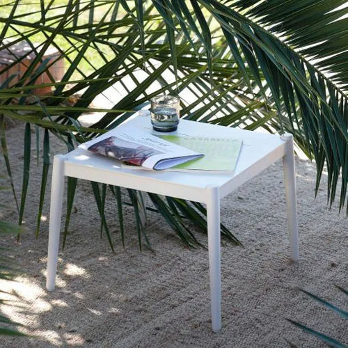 Contemporary coffee table - LUCE - Unopiù - sandstone / aluminum base / rectangular