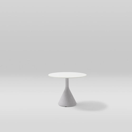 Contemporary table - NECK - POINT - painted aluminum / porcelain / concrete