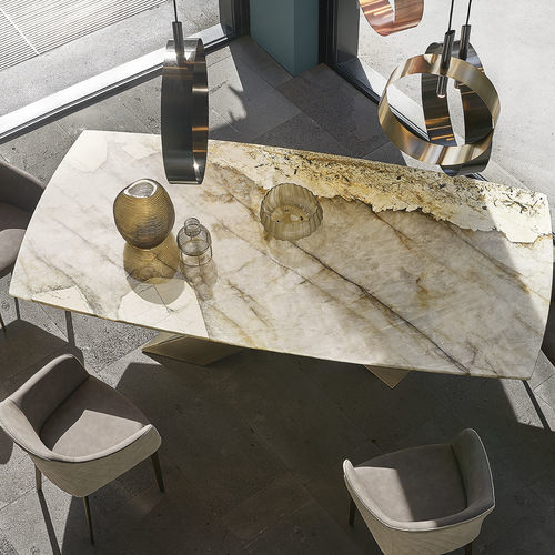 Contemporary table - LIVING - Riflessi - marble / natural stone / metal ...