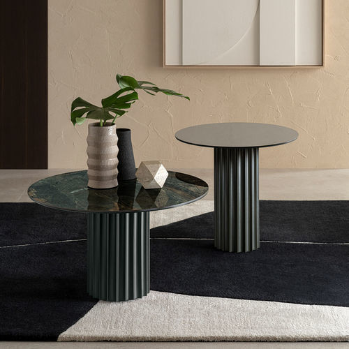 Original design pedestal table - ENEA - Riflessi - ceramic / metal base ...