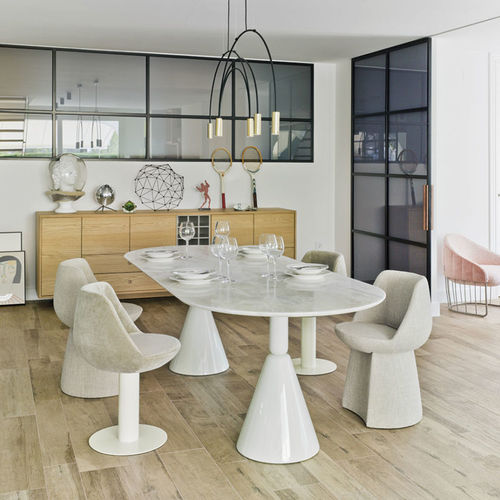 Contemporary dining table - PION - SANCAL - wooden / leather / oval