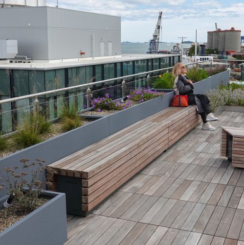 Contemporary public bench - SOLID PEANO - Streetlife - wooden / galvanised steel / thermo ...