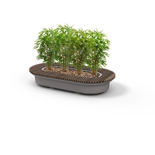 Contemporary public bench - LEAN GREEN OBLONG - Streetlife - hardwood ...