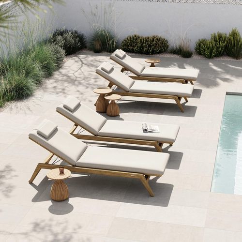 Contemporary sun lounger - Sunrise - MANUTTI - Batyline® / teak ...