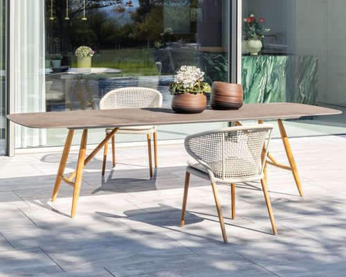 Contemporary dining table - BELUGA - FISCHER MÖBEL - ceramic / teak ...