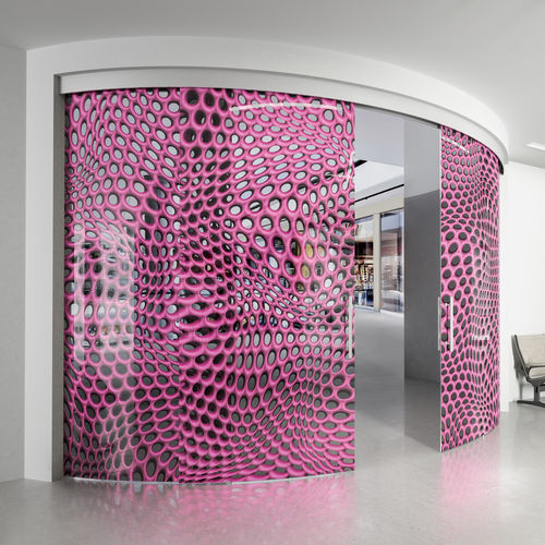 Sliding partition - HYBRID : BETA CIRCLE - Casali - with glass panel ...